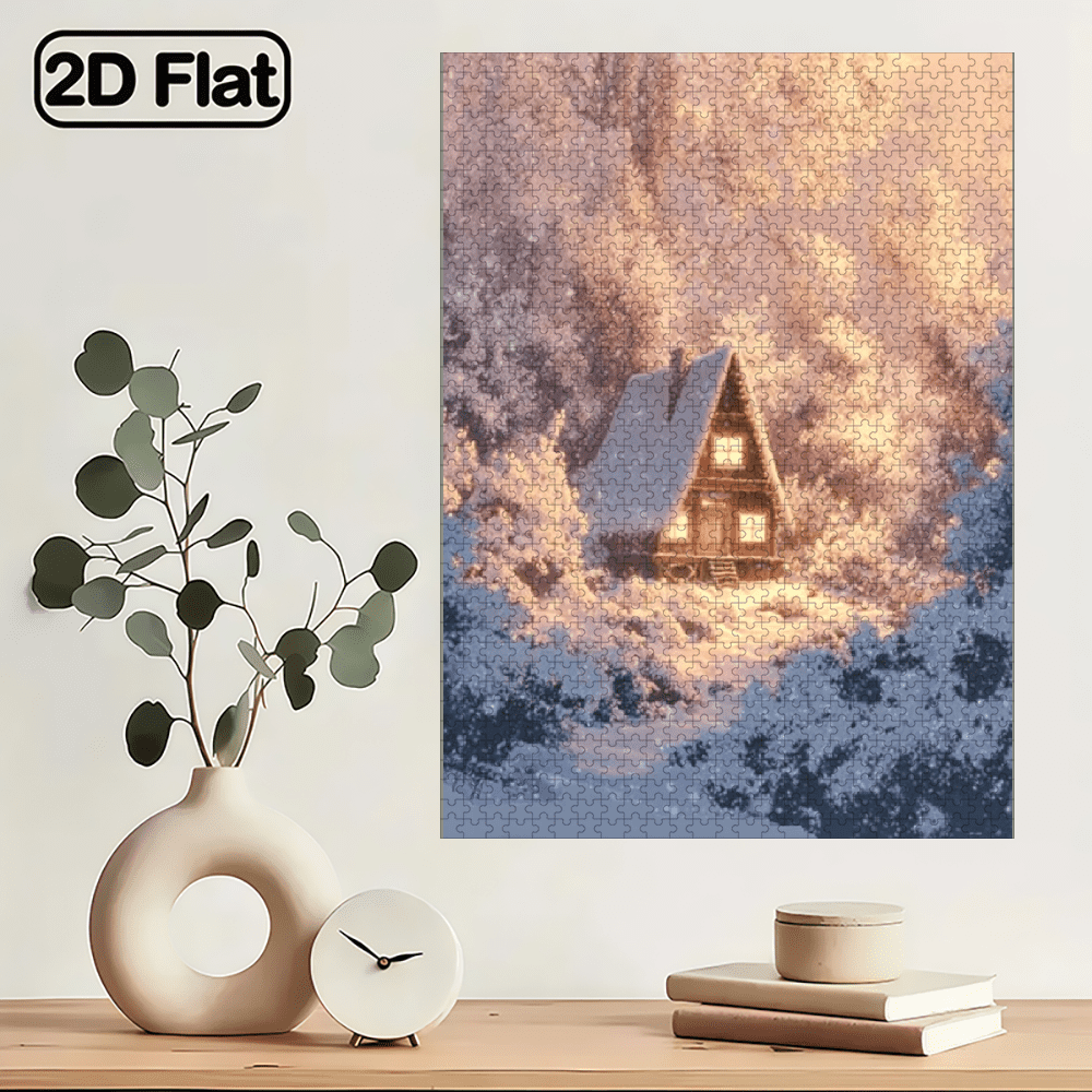 1000pcs Winter Forest Puzzle for - Large-Scale Snowy Cabin Cozy Houses ...
