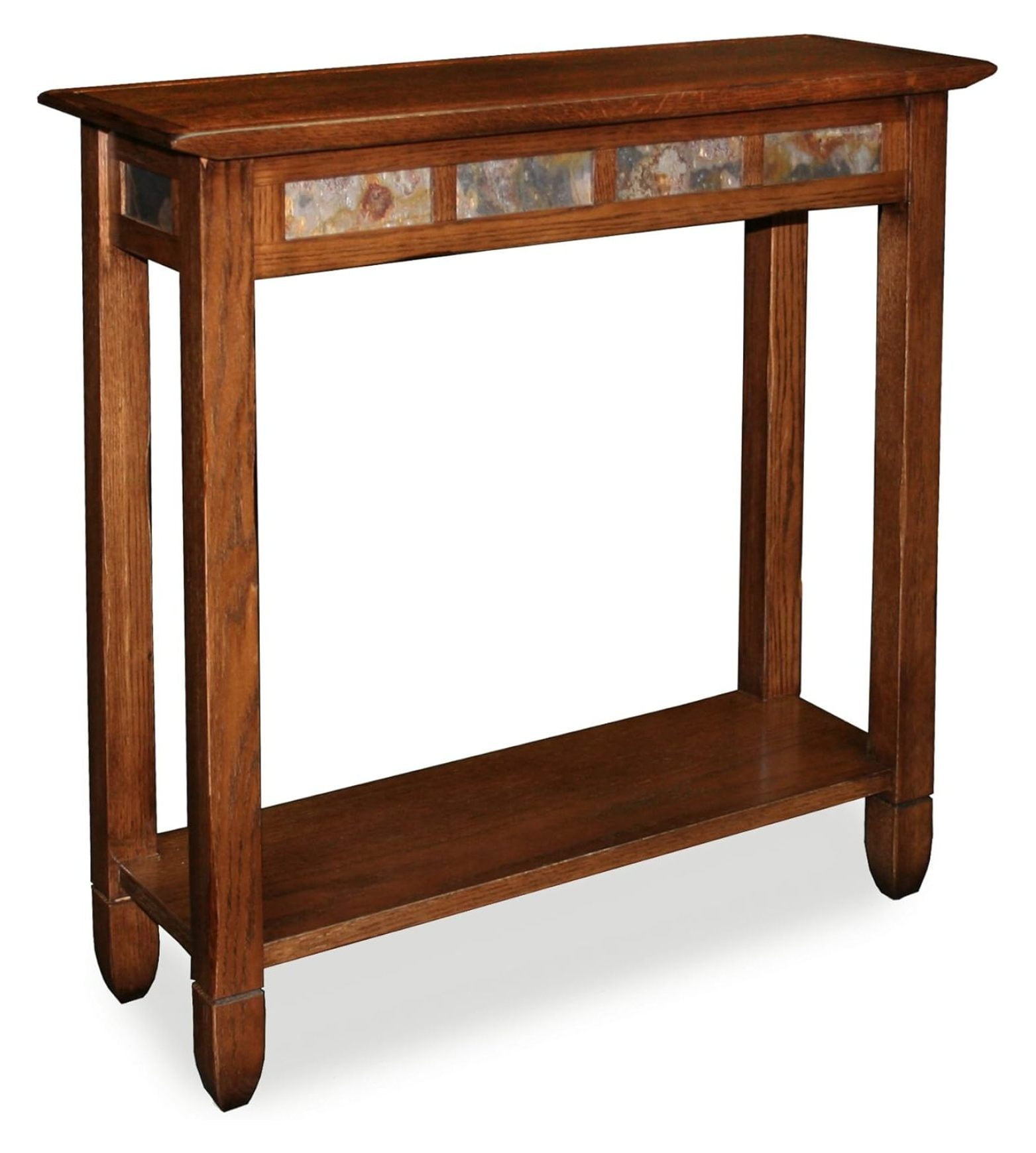 10059 Rustic Slate Tile Hall Console Sofa Table with Shelf, Rustic Oak ...