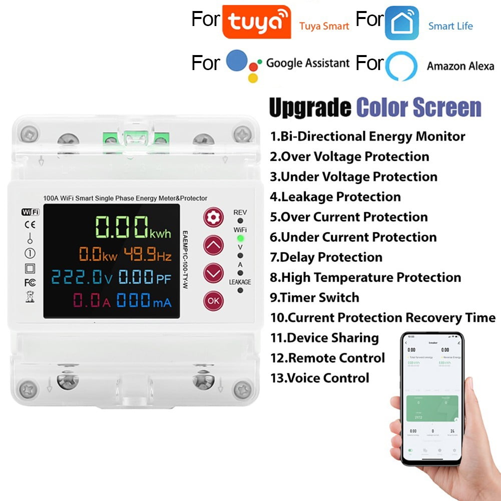 100A For Tuya Wifi For Smart Bi-Directional Energy Power Kwh Meter ...