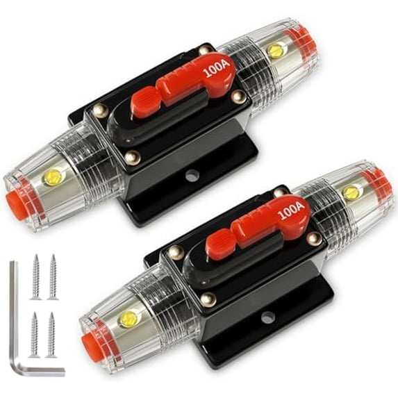 100Amp Audio Circuit Breaker Fuse Inline Holder Manual Reset 12V-48V DC ...