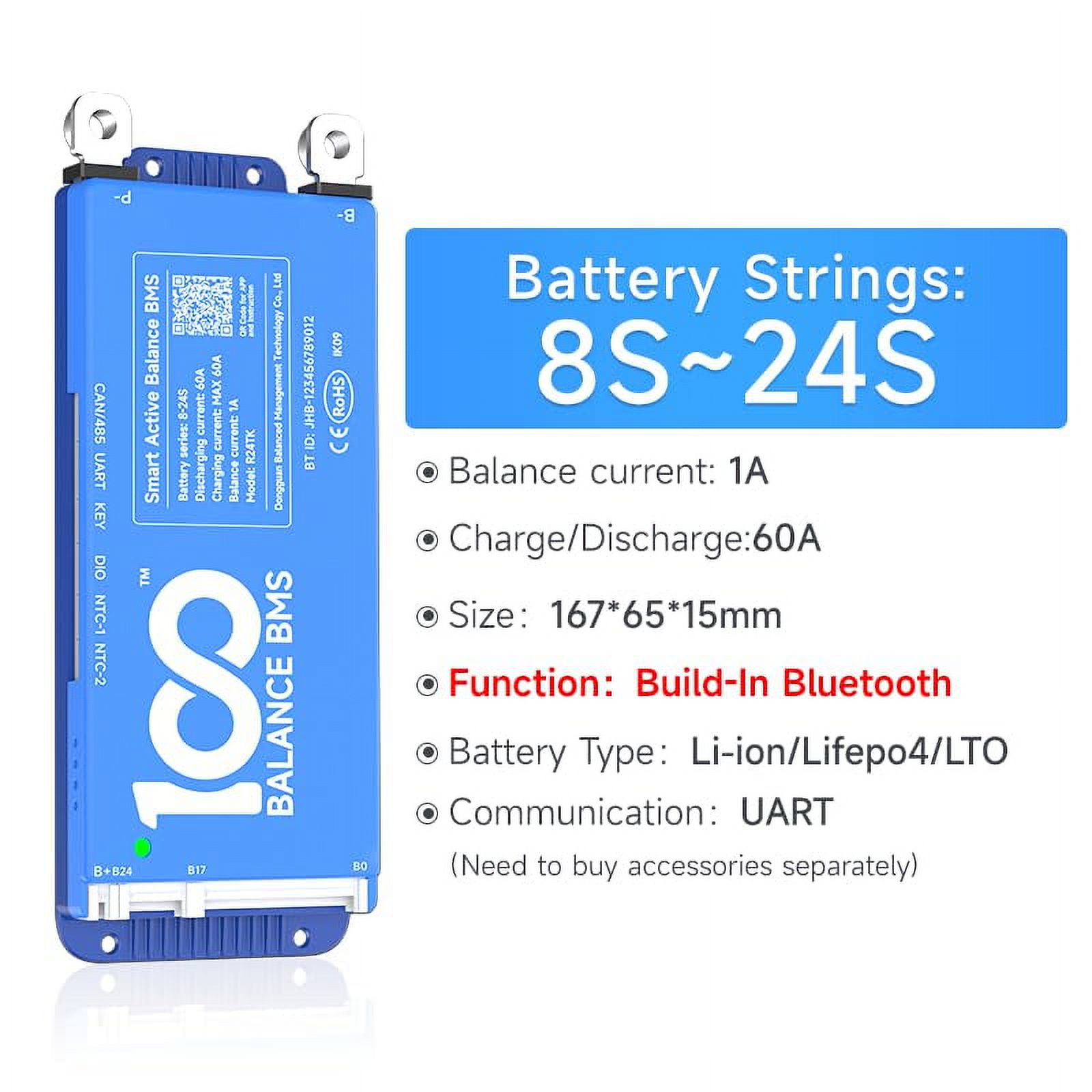 100BALANCE 60A 4S-8S Smart BMS Srandard Version with Active Balancer and Build-in Bluetooth APP ...
