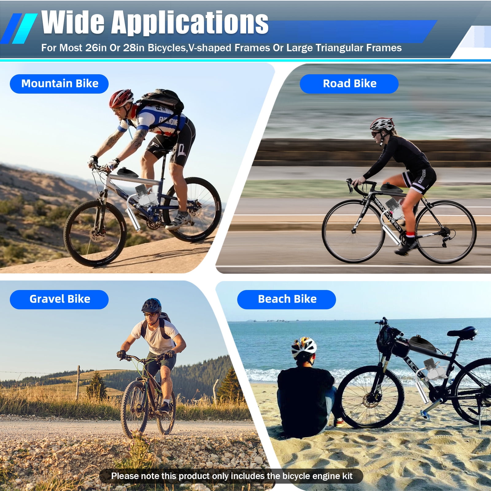 100CC 2-Stroke Bicycle Motorized Gas Petrol Bike Engine Motor CDI Full ...