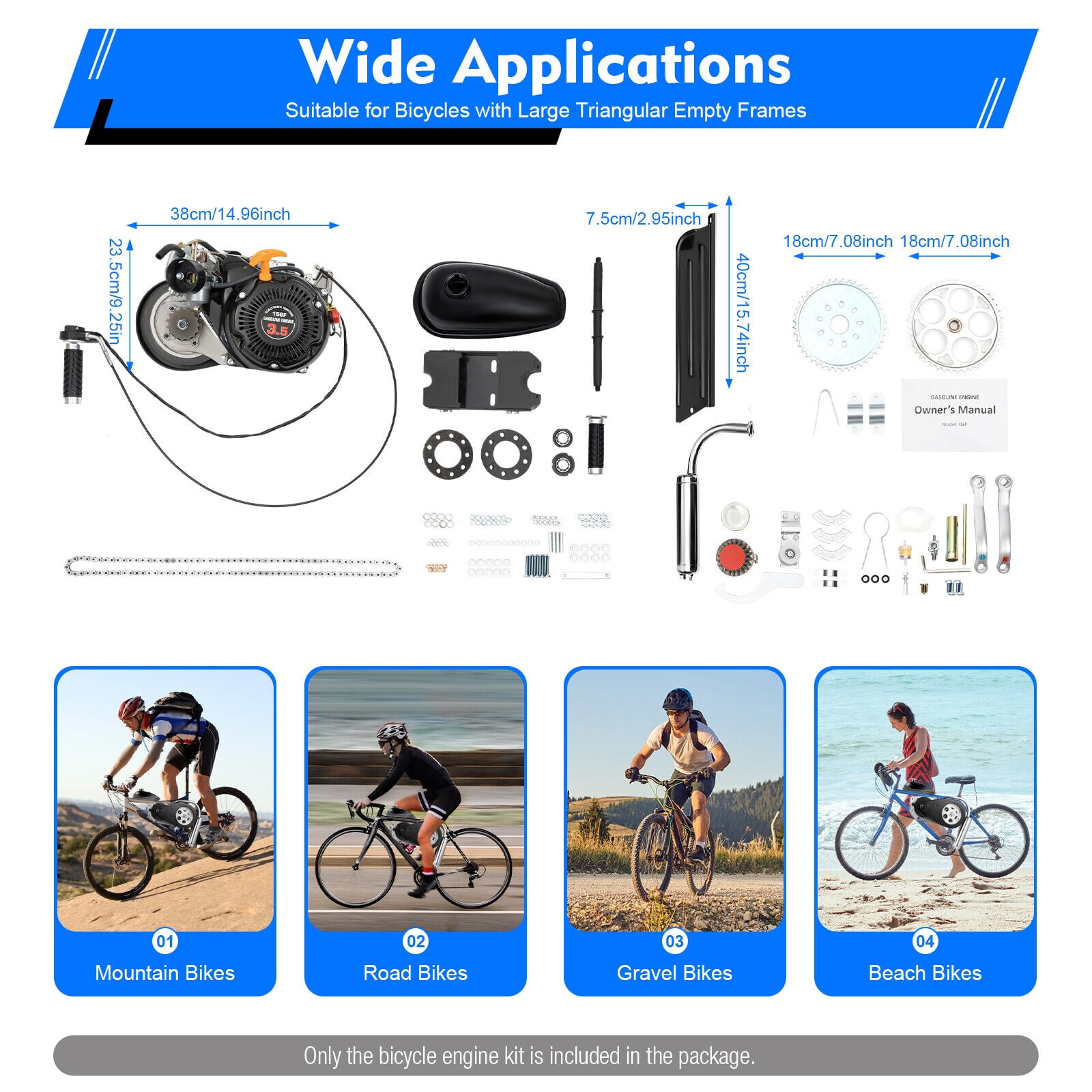 100CC 4 Stroke Bike Engine Kit Set Gas Motorized Motor Bicycle Modified ...