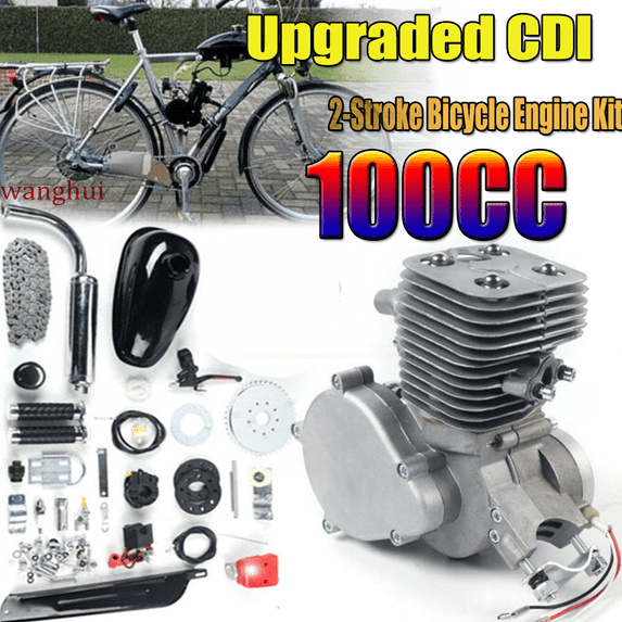 DIY Adults 100CC Bike Motor Kit, 2 Stroke Air-Cooling Gas Conversion ...