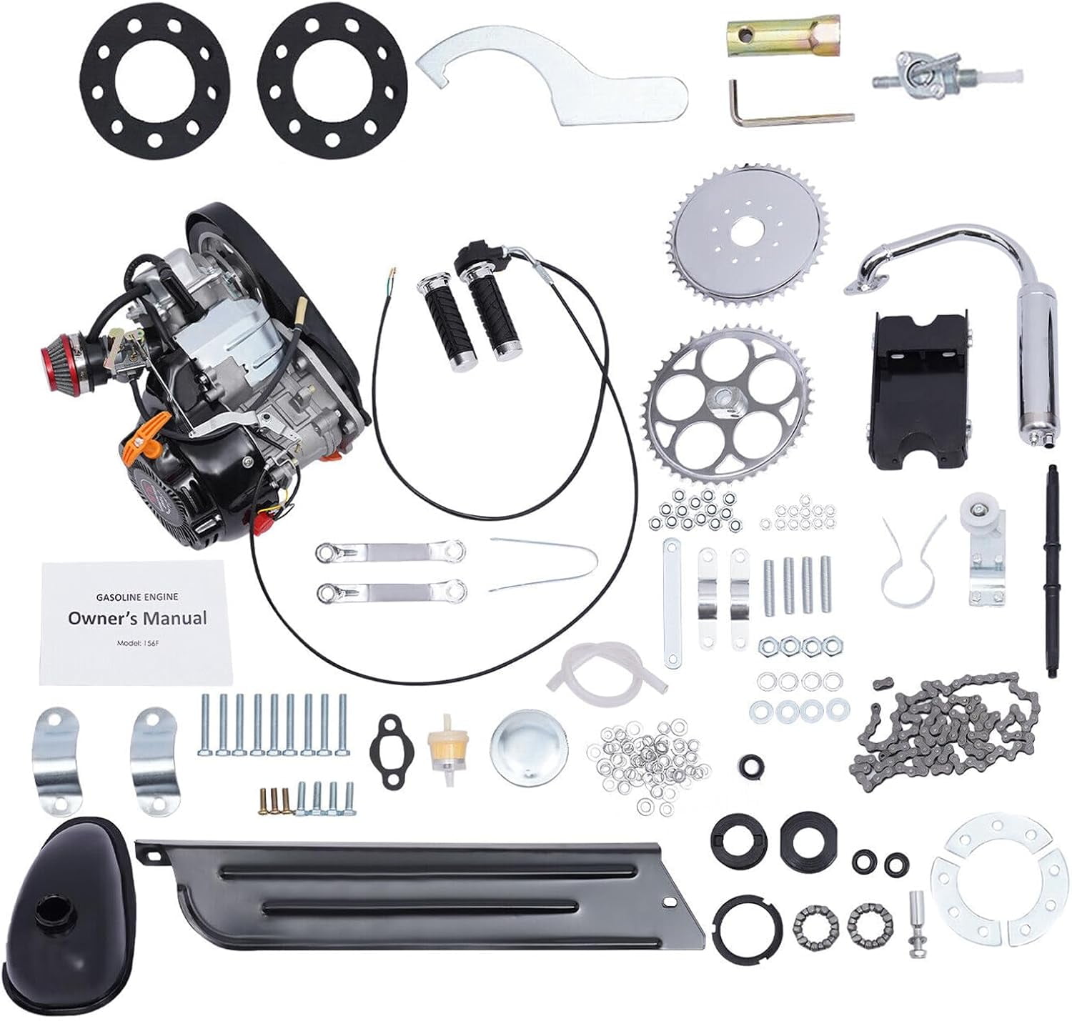 100CC Bicycle Engine Kit, Bike Motor Kit, 4-Stroke Gas Motorized Motor ...