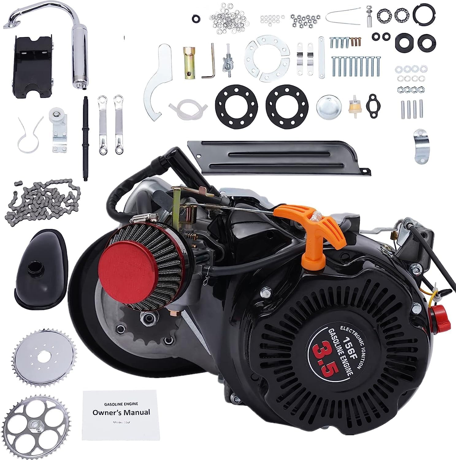 100CC Motorized Bicycle Kit Bike Engine Kit,Single Cylinder 4-Stroke ...