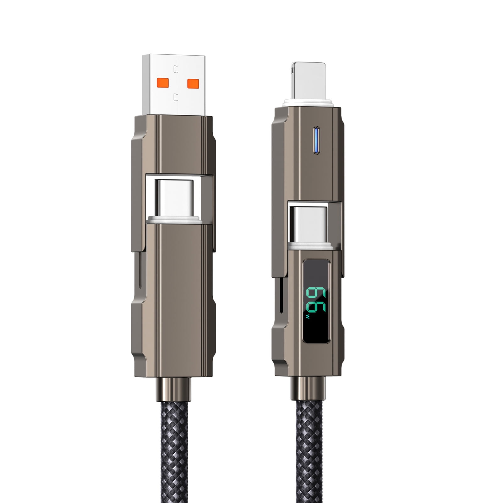 100CM 4-In-1 Battery Display Charging Cable USB Type-C 8Pin PD66W ...