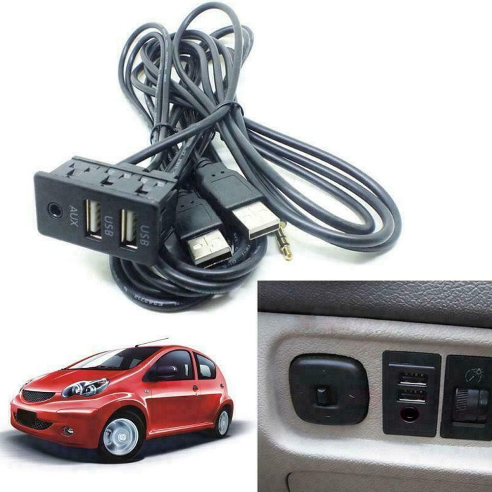 100CM Car Dash Flush Mount USB Port Panel Dual USB Extension Adapter ...