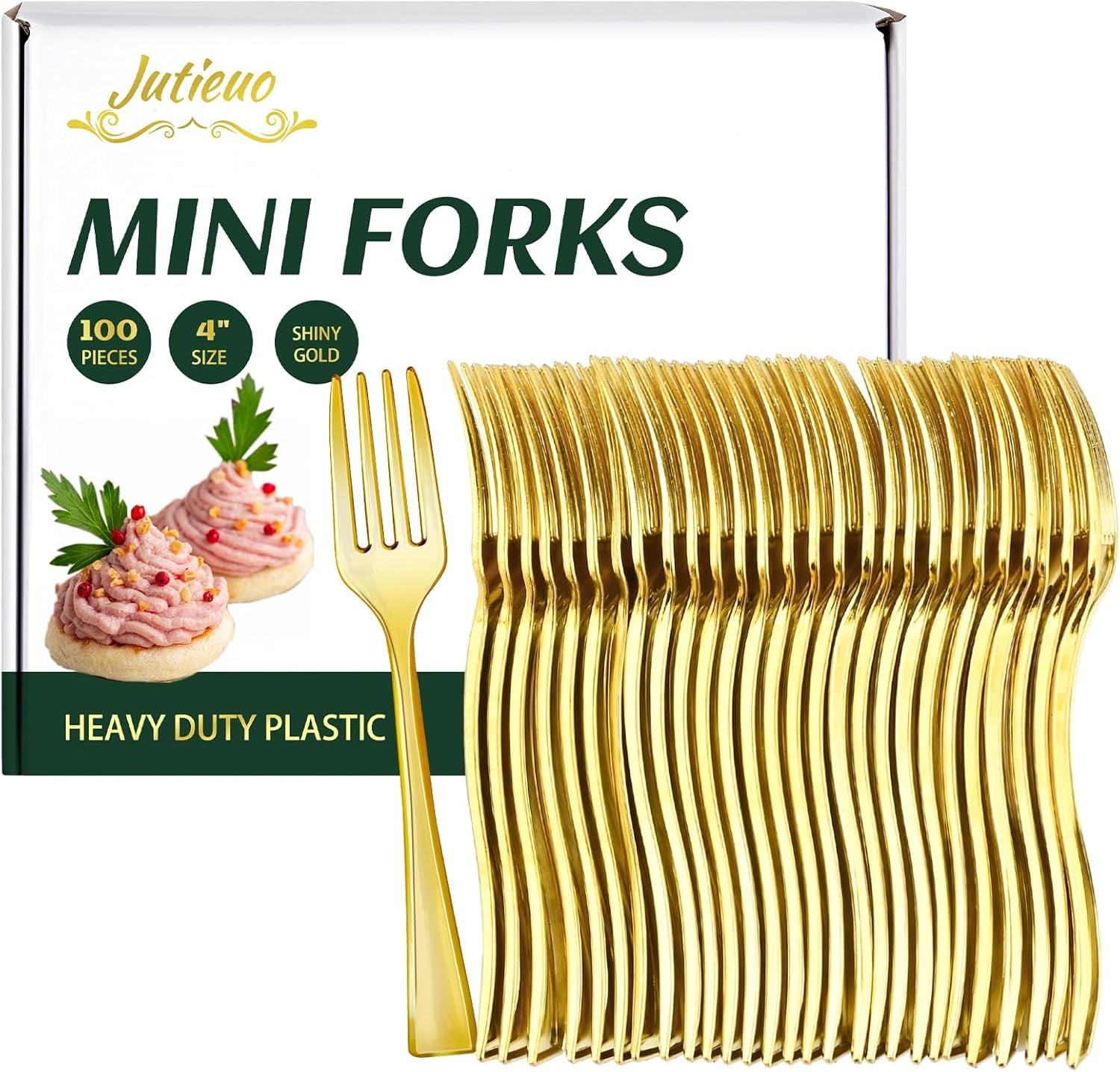 100CT Mini Gold Forks 4 Inch Small Plastic Gold Dessert Forks ...