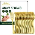 100CT Mini Gold Forks 4 Inch Small Plastic Gold Dessert Forks ...