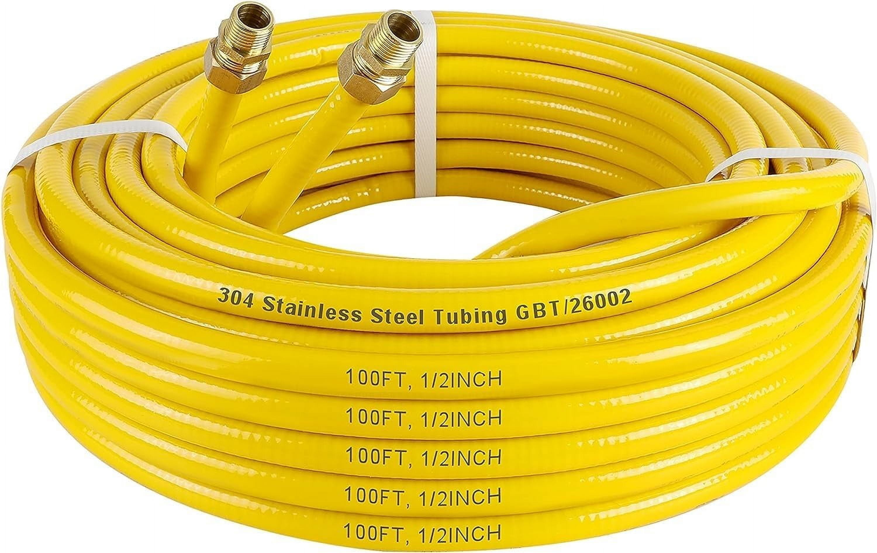 100FT 1/2'' CSST Gas Line, Corrugated Stainless Steel Tubing Pipe, Natural Gas Line Propane Pipe ...