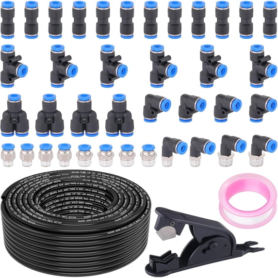 100FT 1/4" DOT Air Line with 40 count Quick Connect Air Fittings Kit 1/ ...