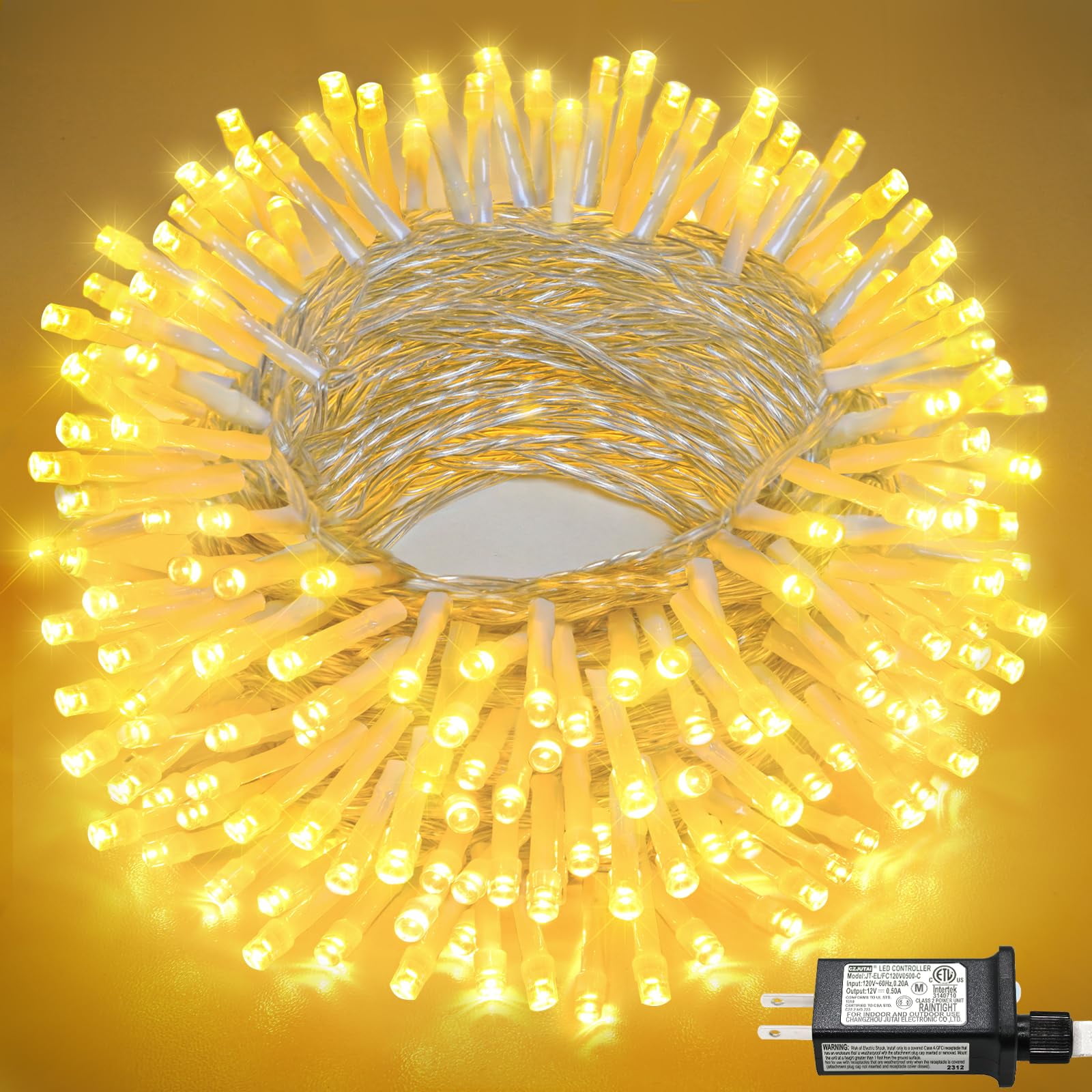 100FT 300 LED Christmas Lights Outdoor, Warm White Christmas String ...