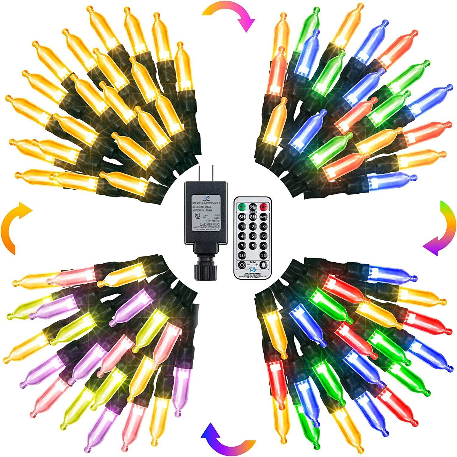 100FT 300 LED String Lights 11 Modes Plug-in Halloween Twinkle Lights ...