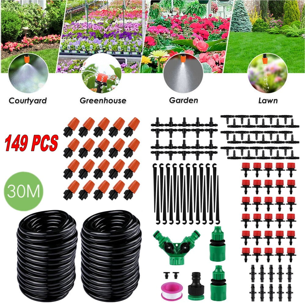 100FT/30M Micro Drip Irrigation System Kit DIY Saving Water Automatic ...