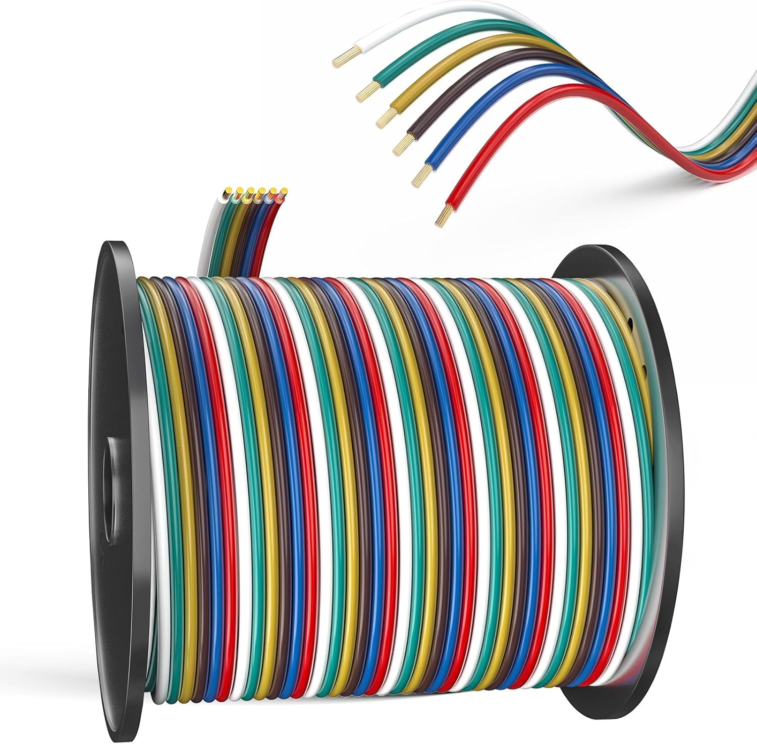 100FT 6 Wire Trailer Wire, 14 Gau CCA Wishbond Color-Coded Wiring ...