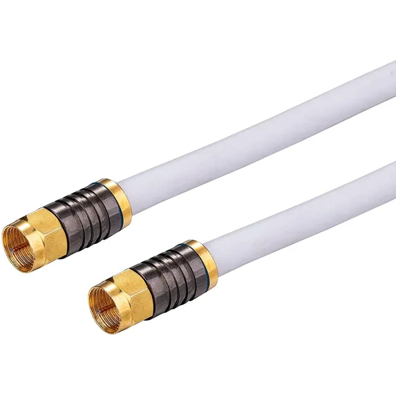 100FT RG6 Quad-Shield Coax Cable, F-Type Male Ext, Indoor/Outdoor, for ...