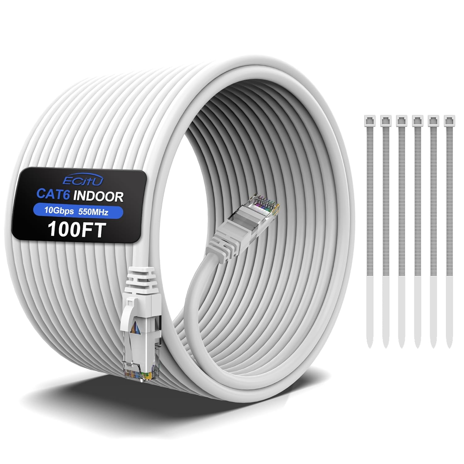 100FT Cat6 Ethernet Cable, Cat 6 Patch Cable, Cat6 Internet Cable, UTP ...