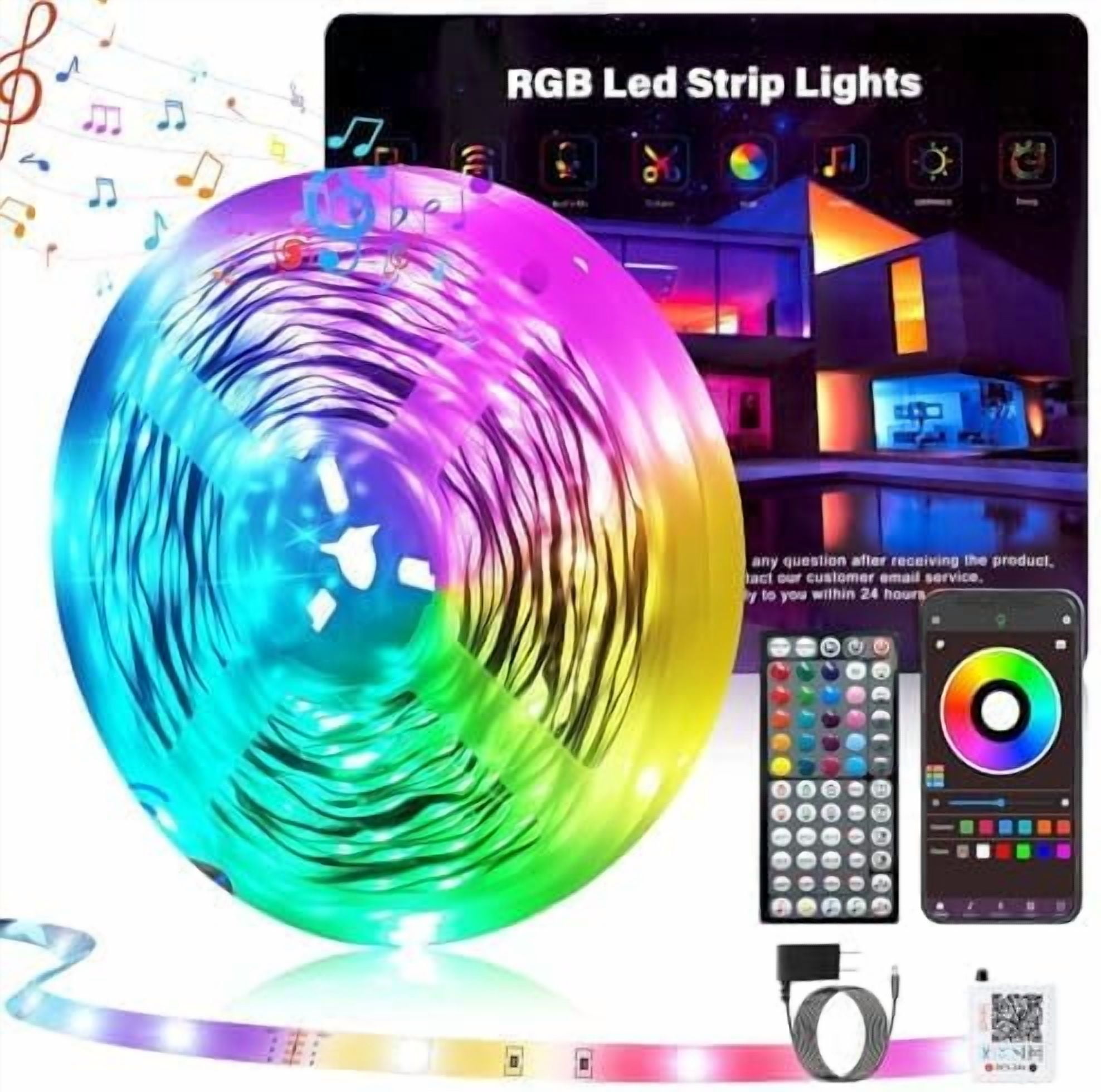 100FT Lights for , Color Changing Strip Lights Indoor, Music Sync Light ...