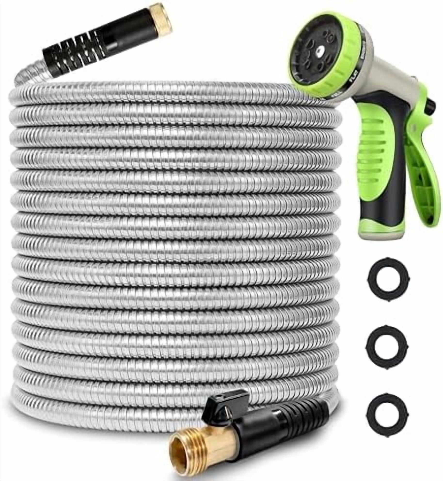 100FT Metal Garden Hose 304 Stainless Steel Flexible Water Hose - No ...