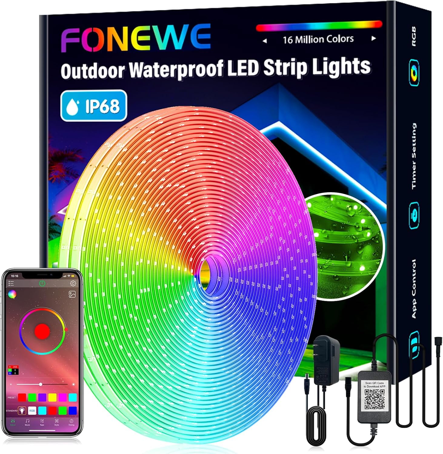 100FT Outdoor Led Strip Lights Waterproof IP68 Led Strip Lights Music ...