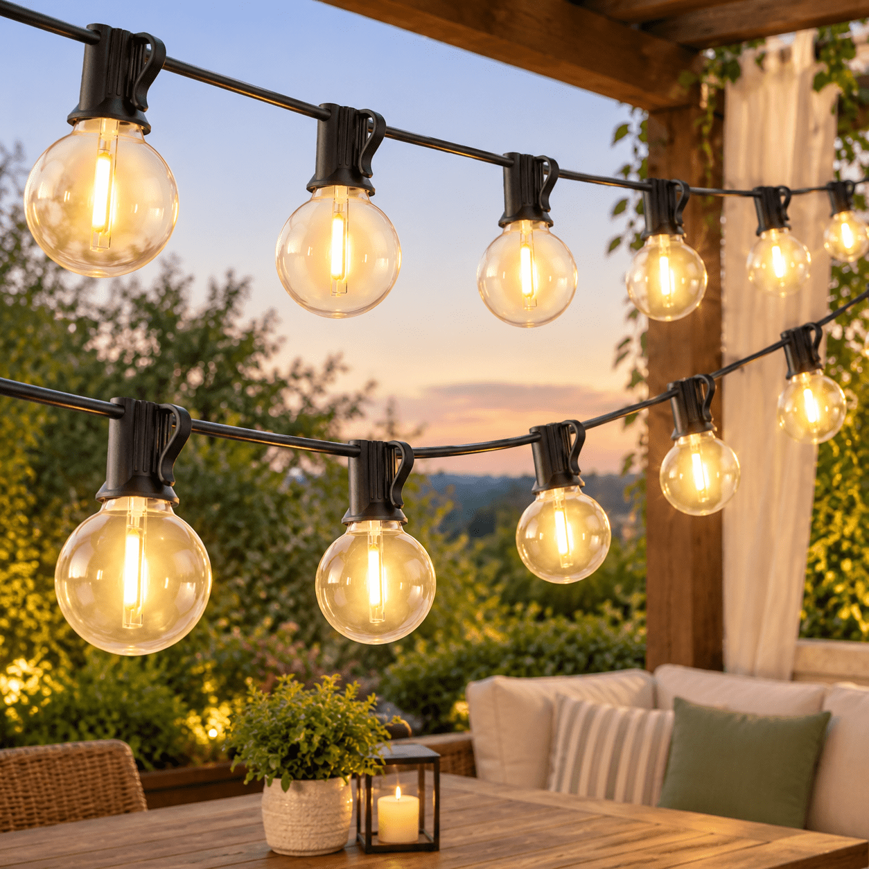 100FT Outdoor Waterproof LED String Lights with Shatterproof Bulbs for ...