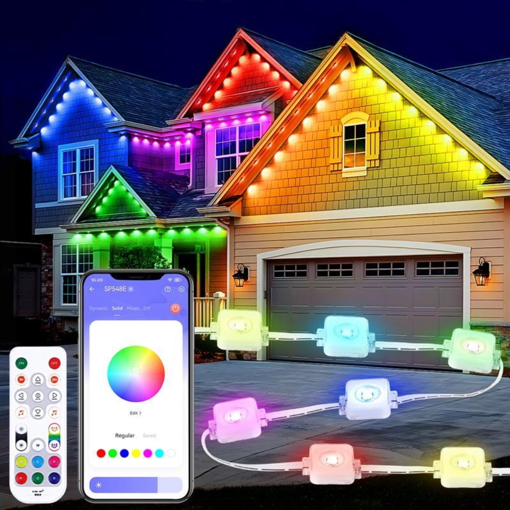 100FT Permanent DIY Outdoor Light,60LEDS, 1 Count APP/Voice/Remote ...