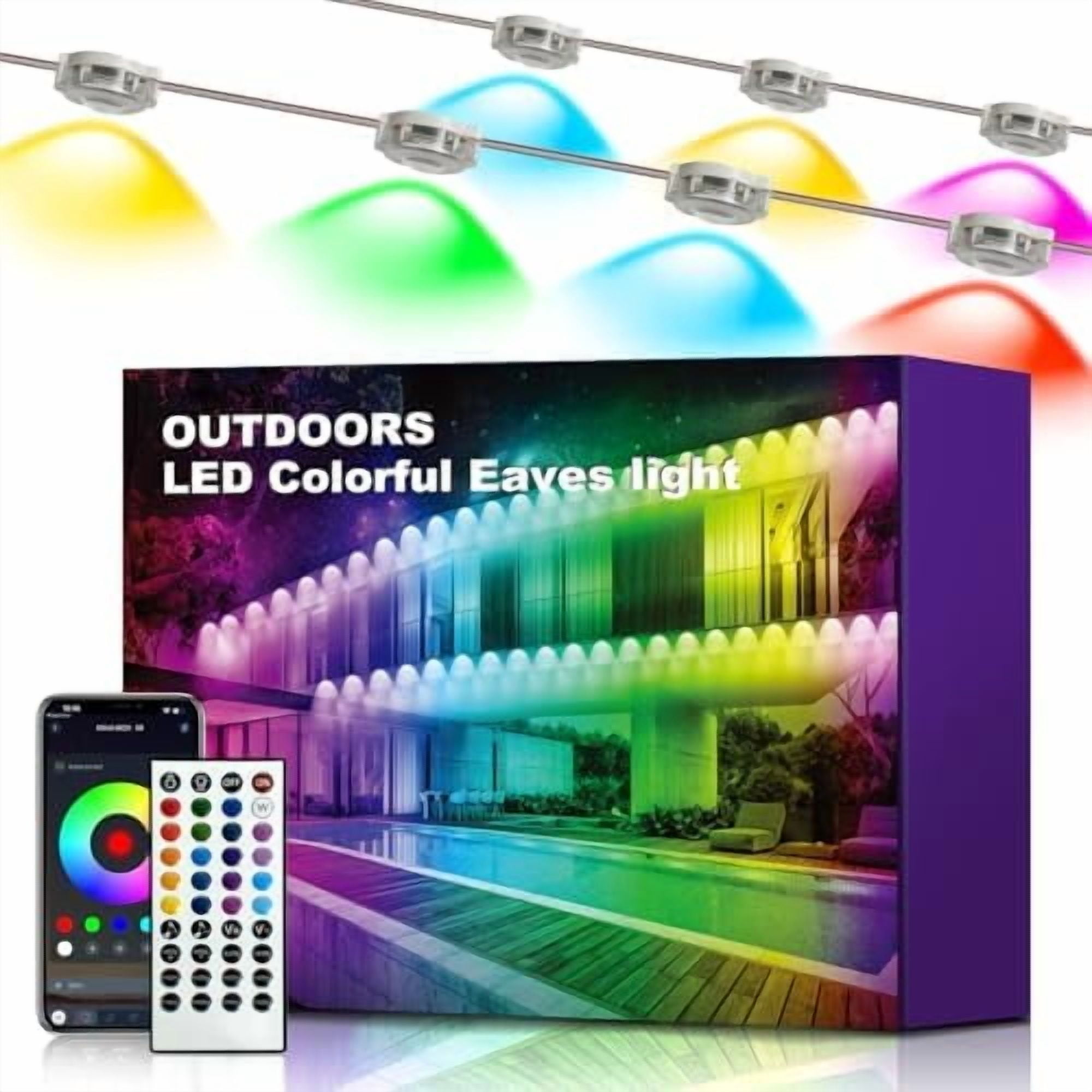 100FT Permanent Outdoor Lights with 50 LEDs - Smart RGB+IC with 16 ...
