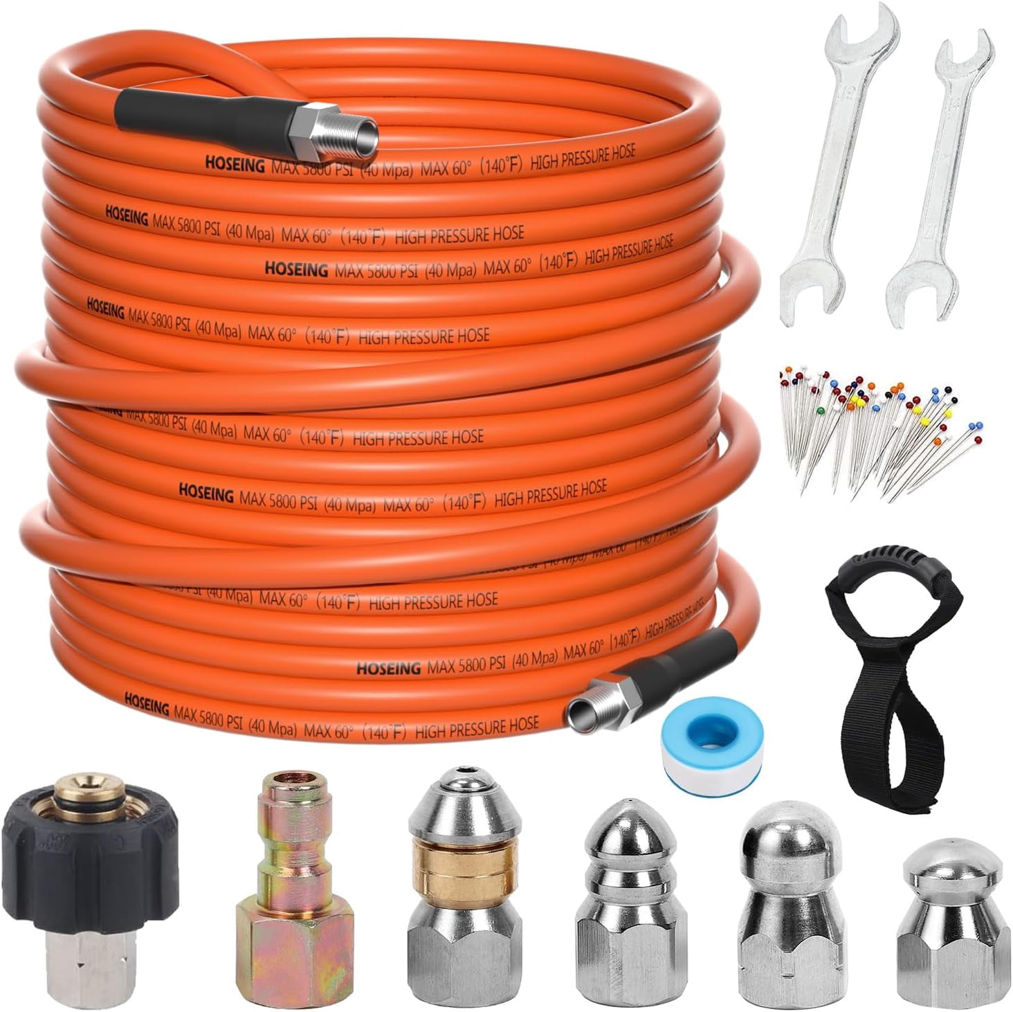 100FT Pressure Washer Sewer Jetter Kit, 5800 PSI Water Jet Drain ...