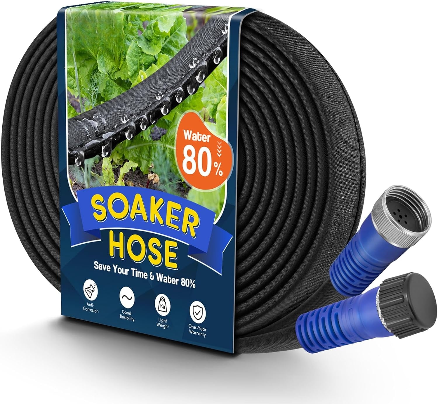 100FT Thickened Flat Soaker Hose, Heavy Duty Double Layer Watering ...