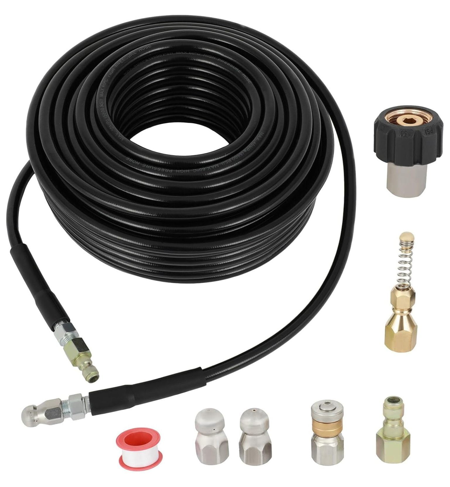 100FT x 1/4" Black Flexible Pressure Washer Hose, Kink Resistant, Max ...