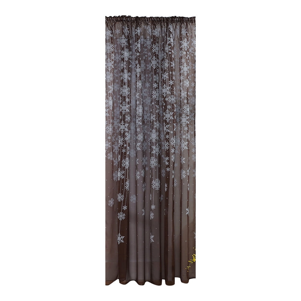 100Fens 1PCS Christmas Snowflake Curtain Tulle Window Voile Drape ...
