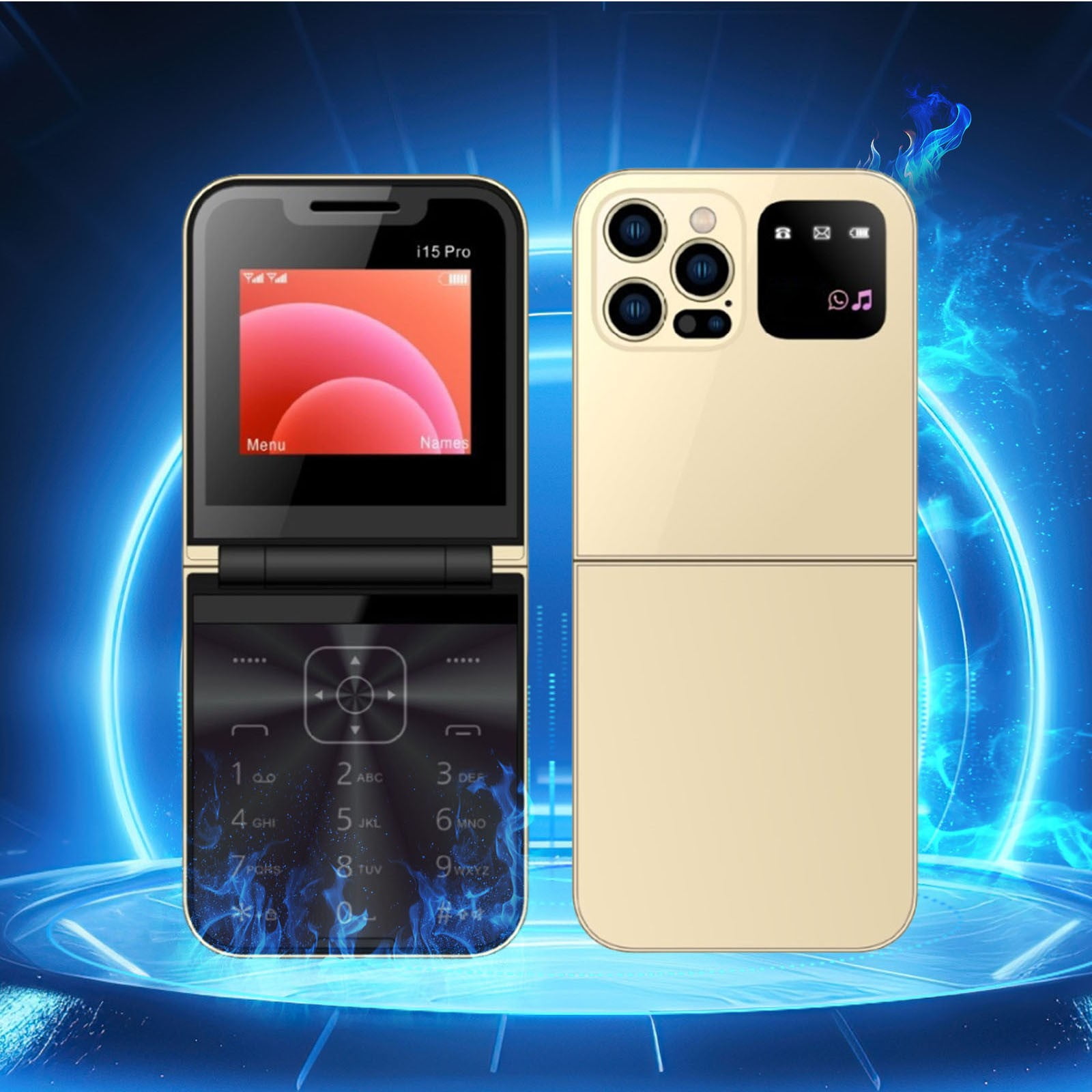 100Fens 2024 New Mini Flip Mobile Phone 2 SIM Card Small Display ...