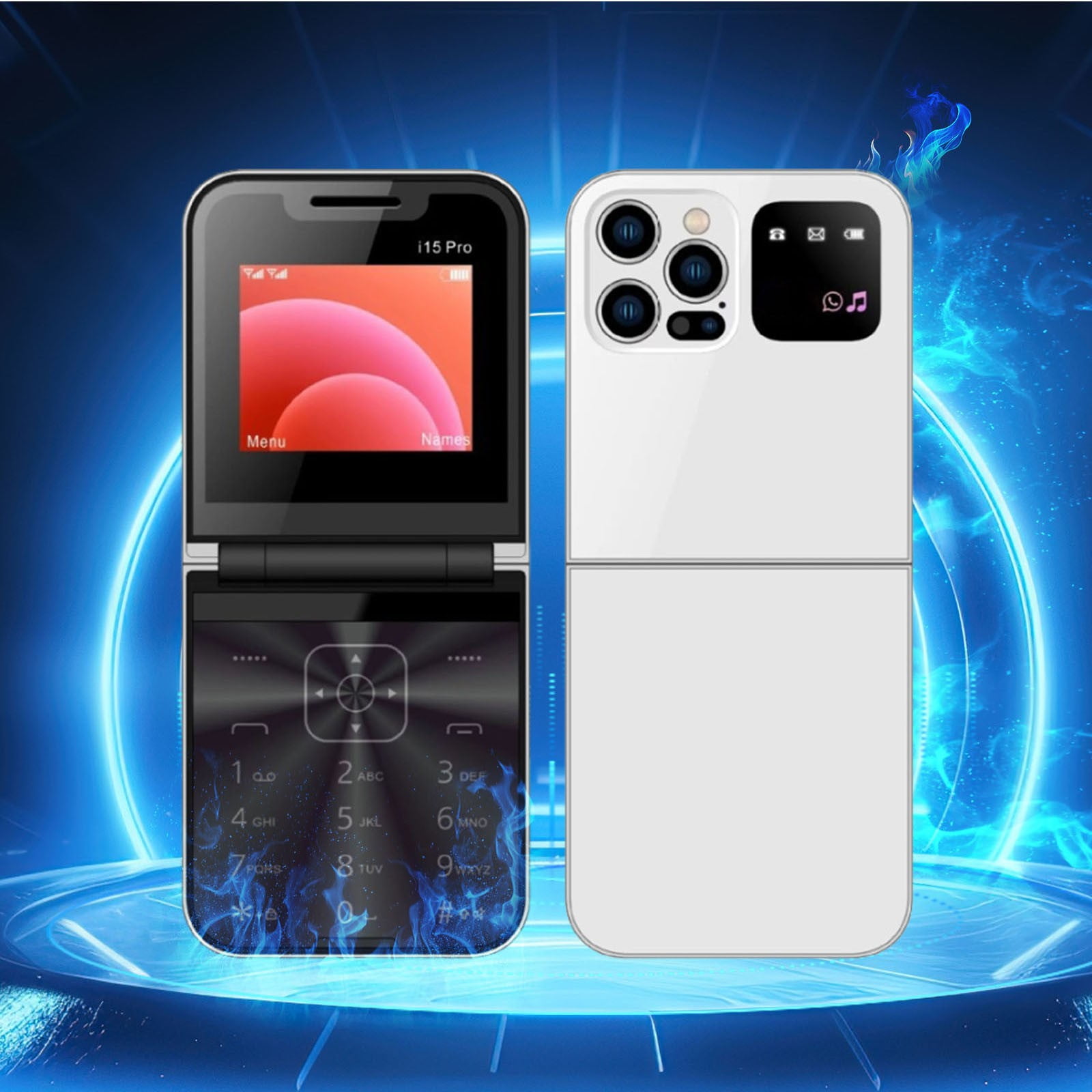 100Fens 2024 New Mini Flip Mobile Phone 2 SIM Card Small Display Foldable Cell Phone Unlocked ...