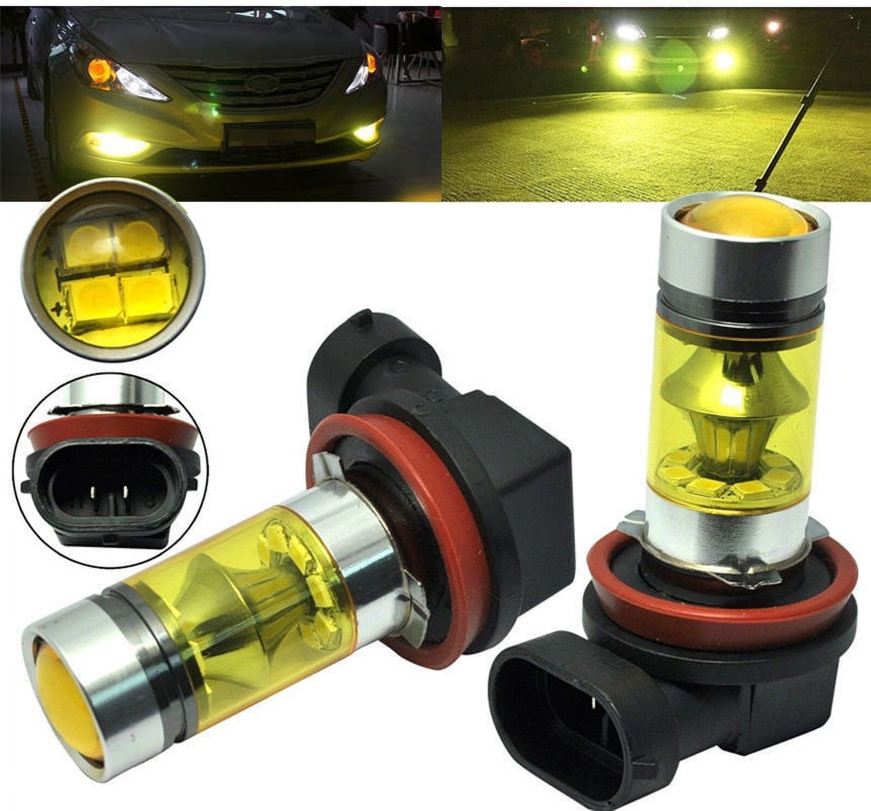 100Fens 2X H11 100W LED 4300K YELLOW 2323 Projector Driving Light Bulbs ...