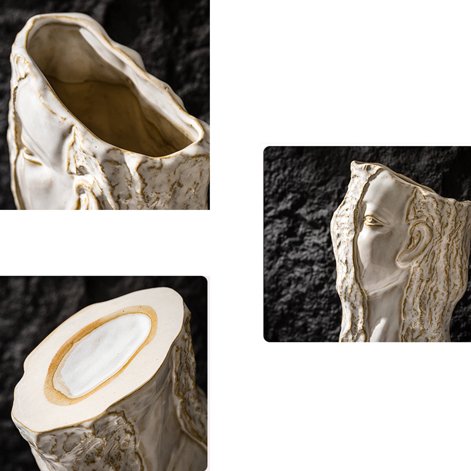 100Fens Abstract Human Face Ceramic Vase Dried Flower Arrangement Small ...