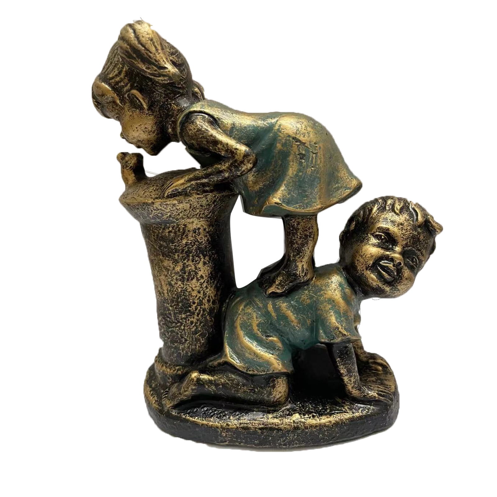 100Fens Boy & Girl Garden Statue A Kid With Fireflies Garden Statue ...
