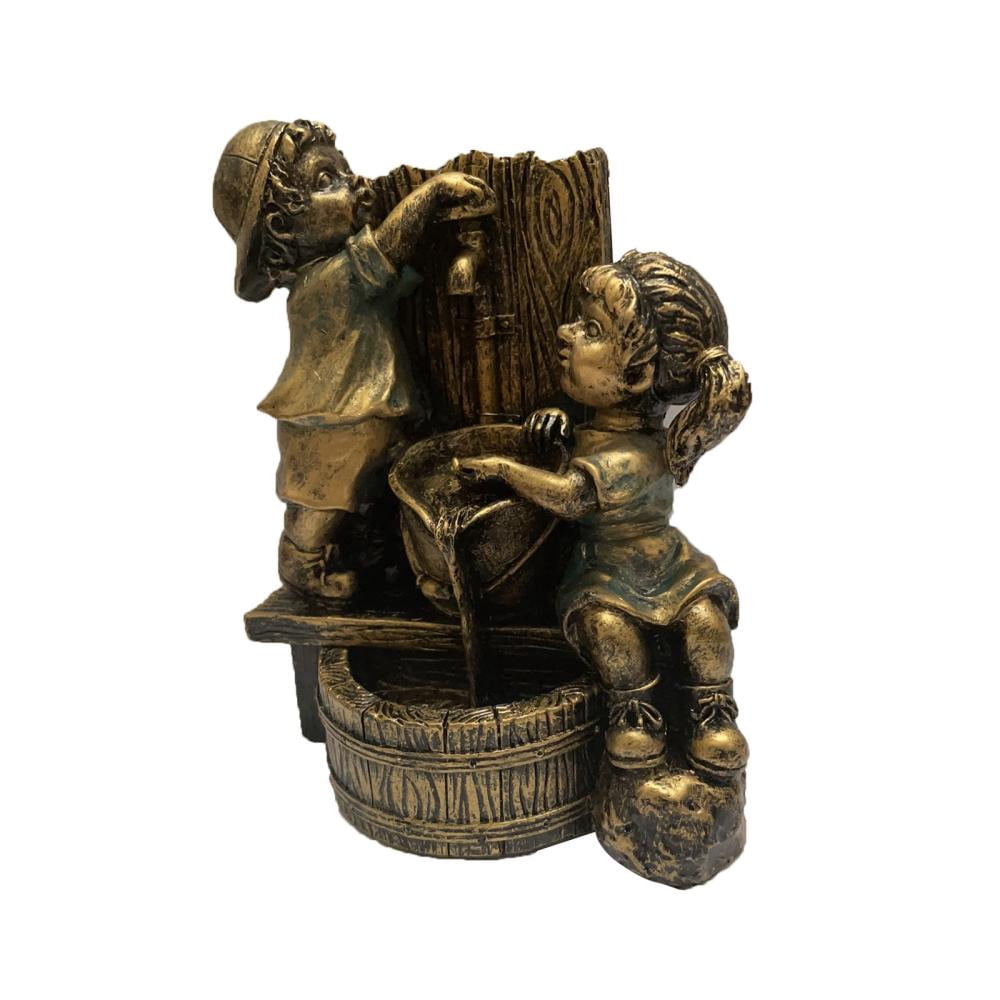 100Fens Boy & Girl Garden Statue A Kid With Fireflies Garden Statue ...