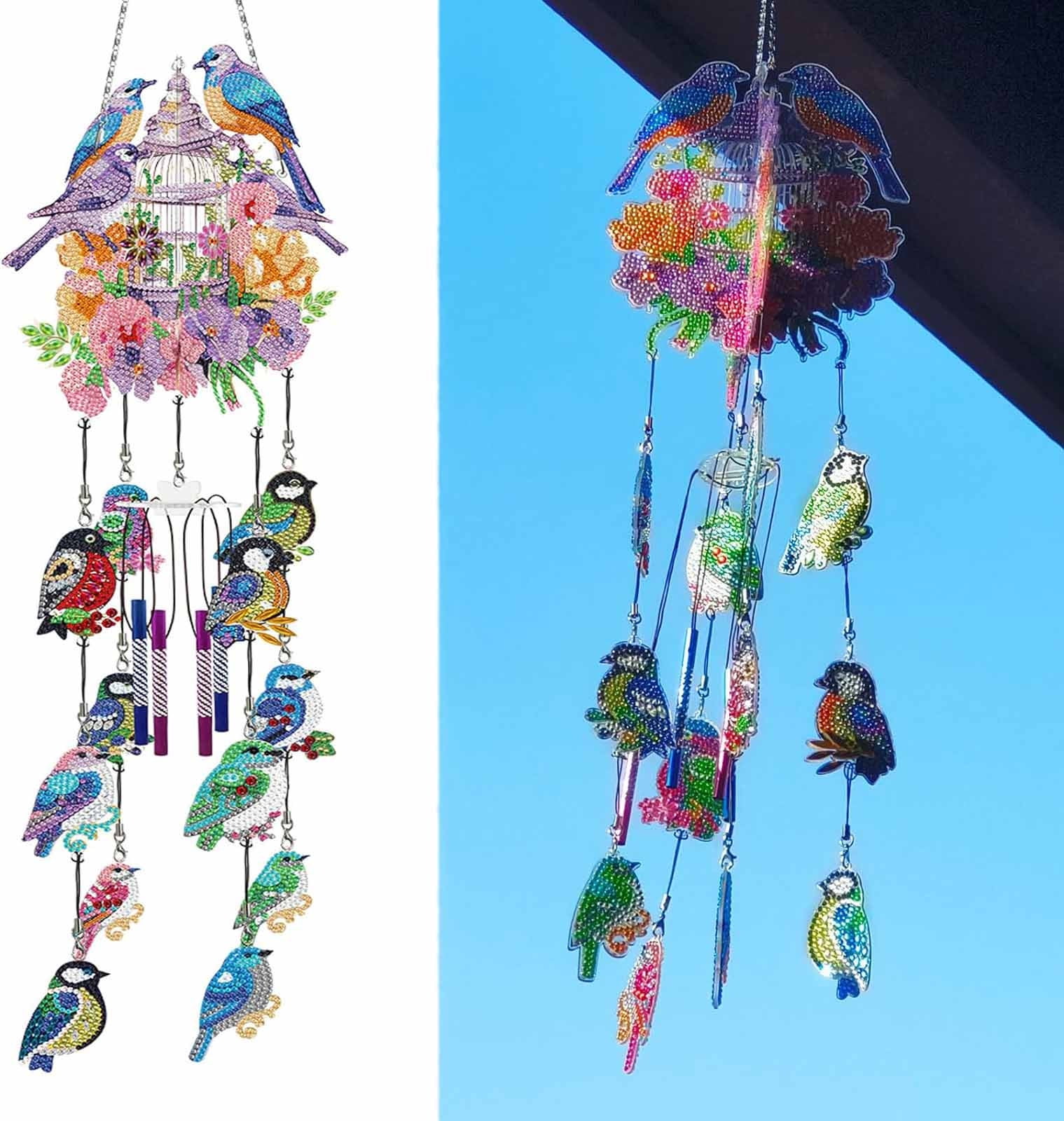 100Fens Diy Dotted Diamond Art Painting Wind Chime Kit Three ...