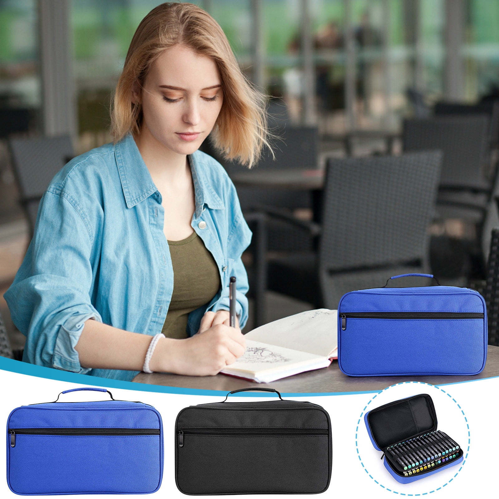 100Fens Double-Ended Art Marker Carrying Case Organizer for Lipsticks ...