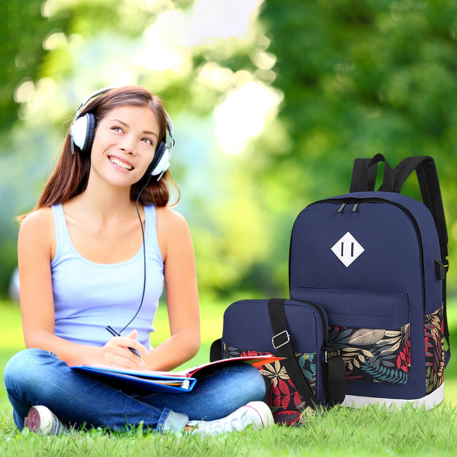 100Fens Fashionable and Backpack Campus Version College Style Casual ...