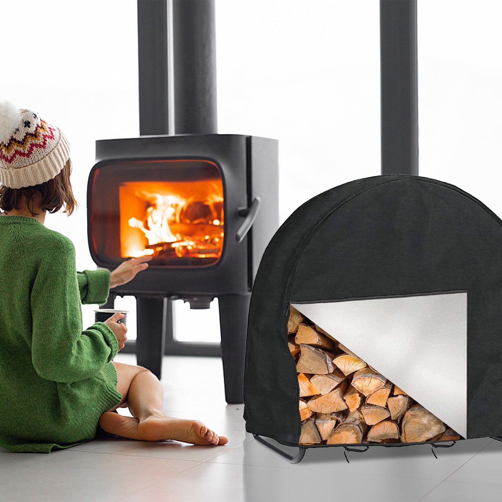 100Fens Firewood Log Hoop Cover,Outdoor Heavy Duty Oxford And Weather ...