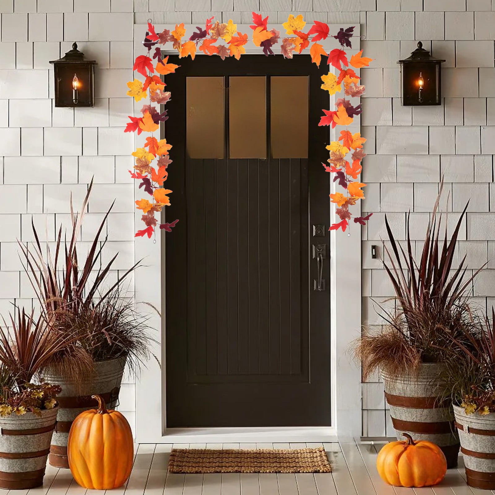 100Fens Halloween Fake Maple Leaf Vines Autumns Decoration Artificial ...