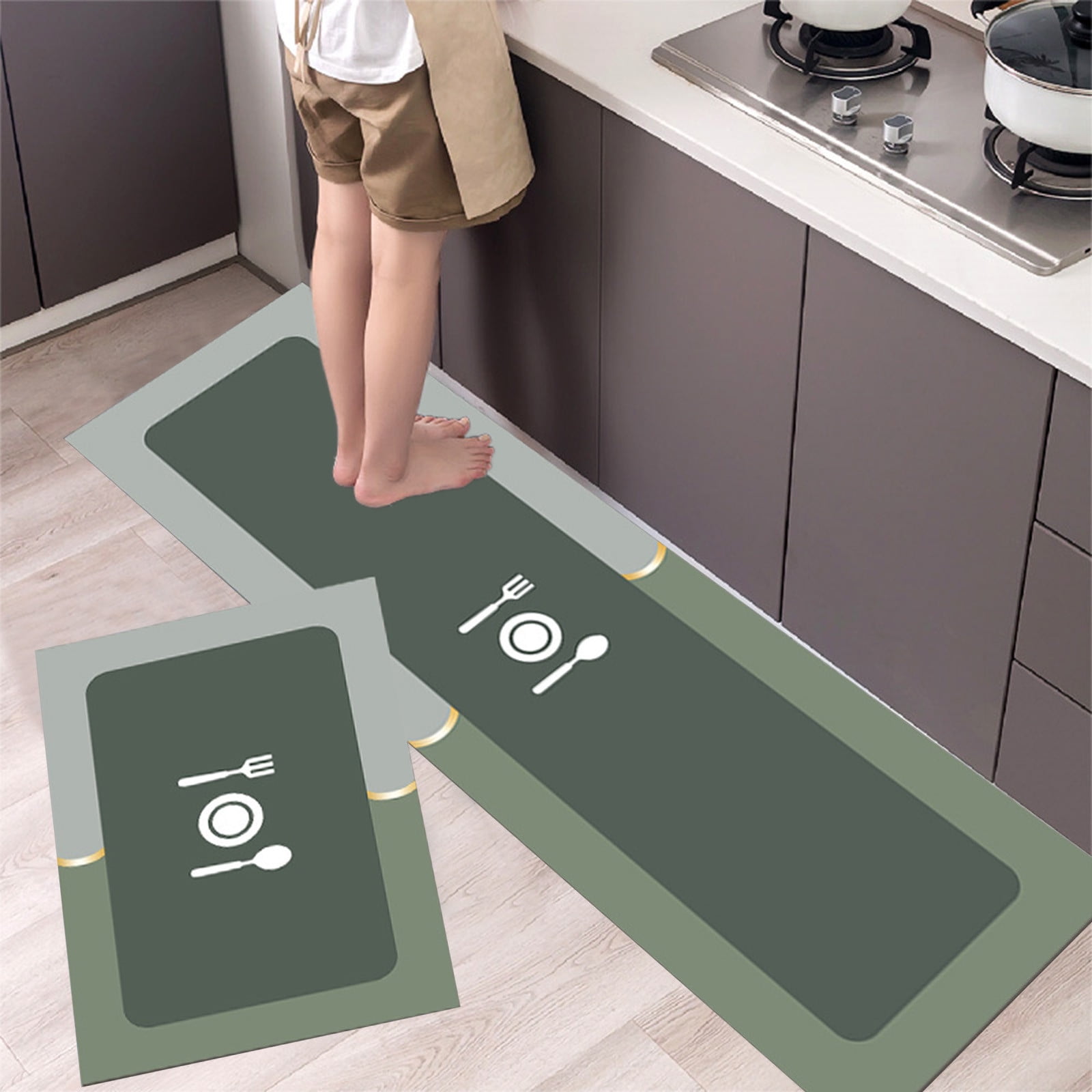 100Fens Laundry Room Runner Rug Water Absorbent Kitchen Floor Mats Non ...