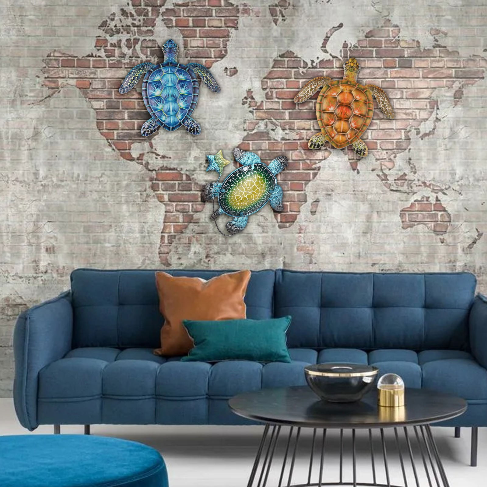 100Fens Metal Sea Turtle Wall Decor Sea Turtle Wall Art Decoration For ...