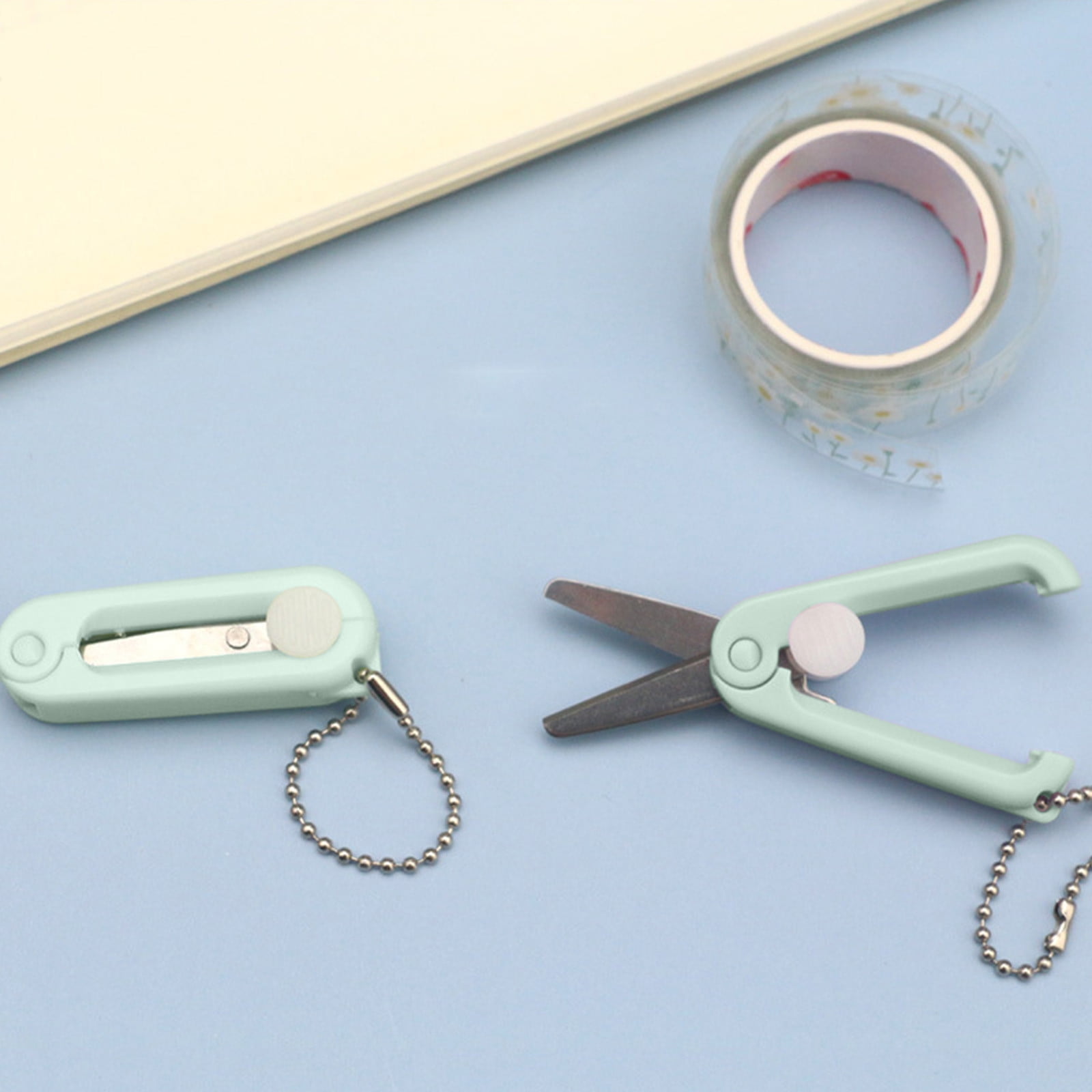 100Fens Mini Folding Scissors with Key Chain Mini Telescopic Small ...