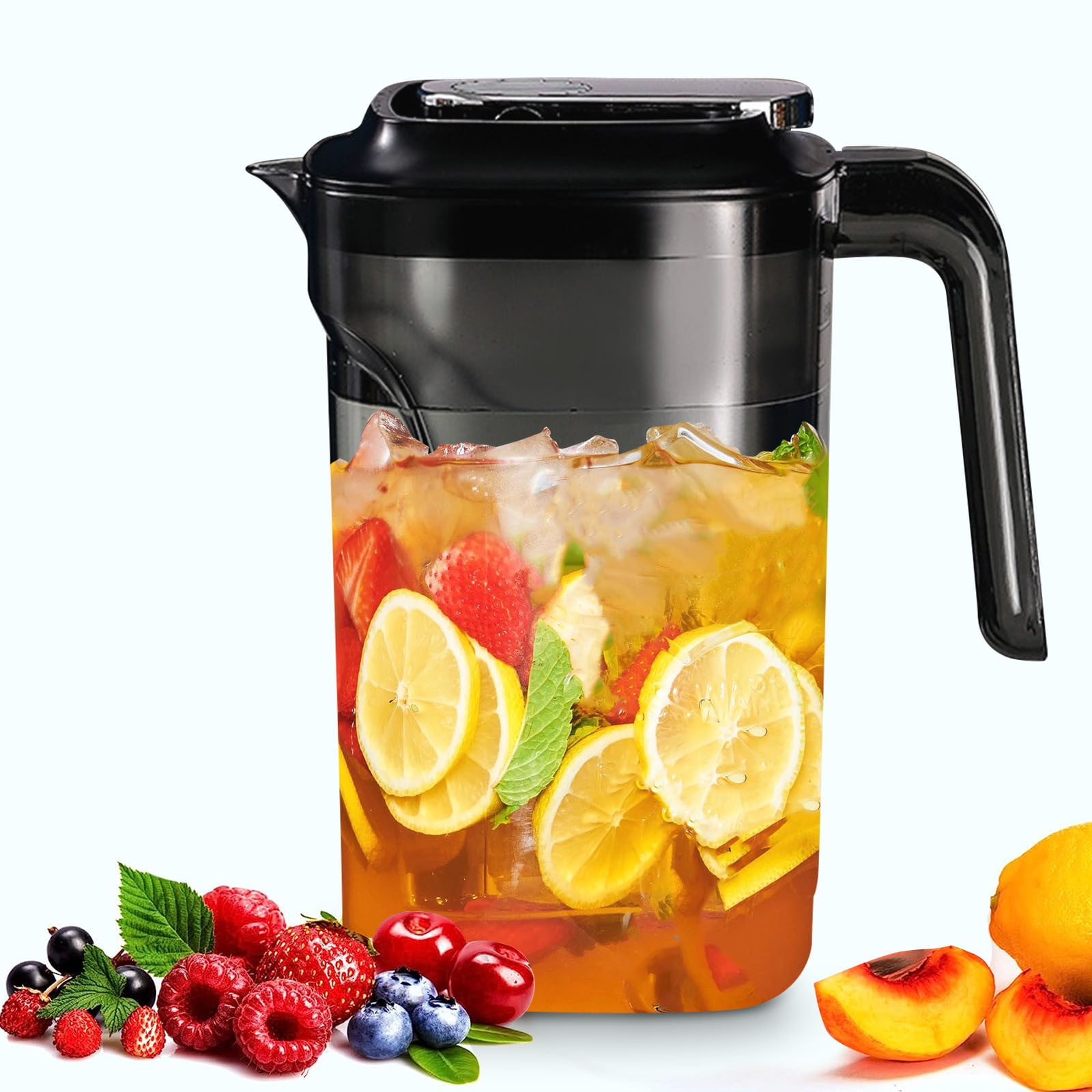100Fens Plastic Pitcher with Lid Large Clear Water Carafe Jug Ice Tea ...