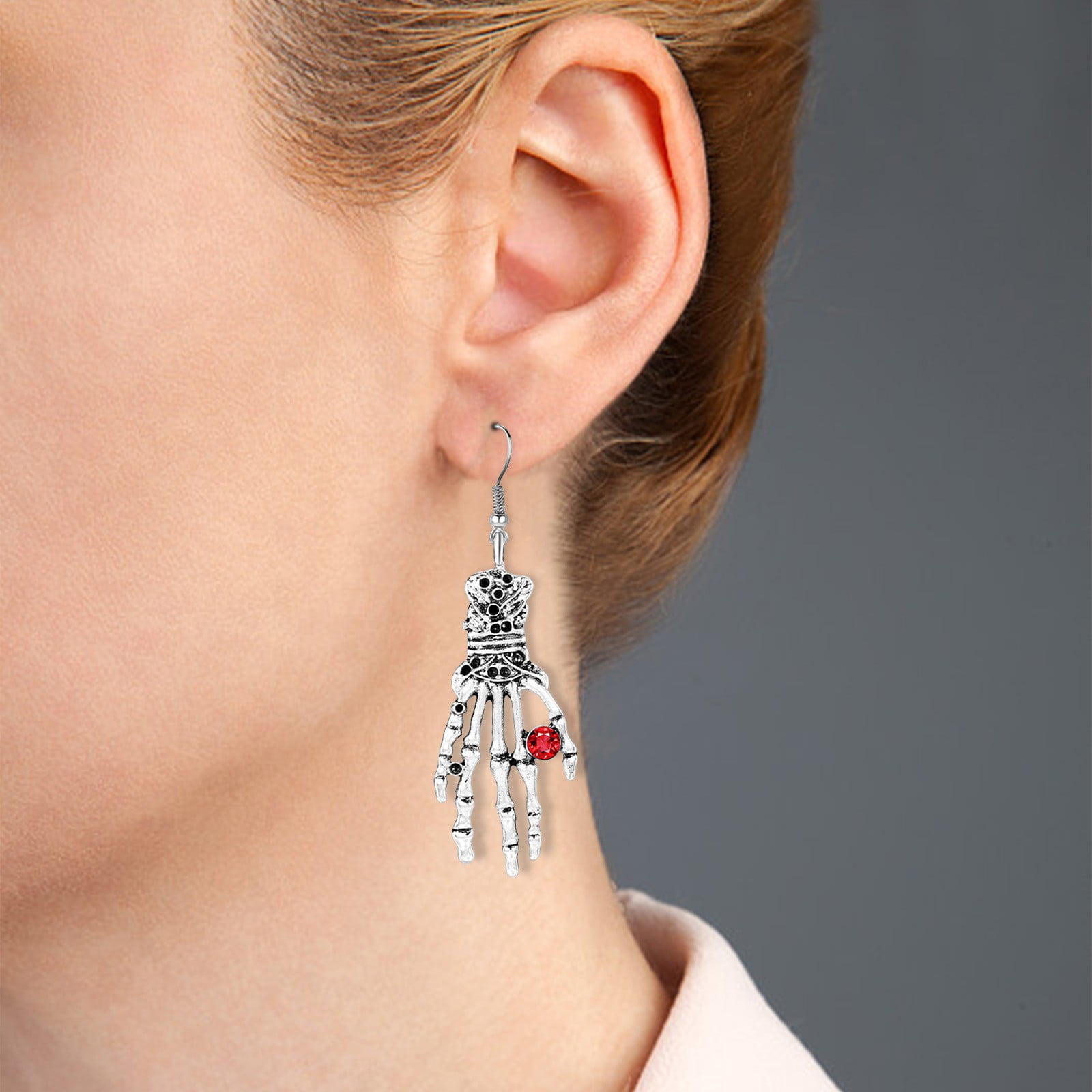 100Fens Punk Exaggerated Halloween Skeleton Hand Spider Jewelry ...