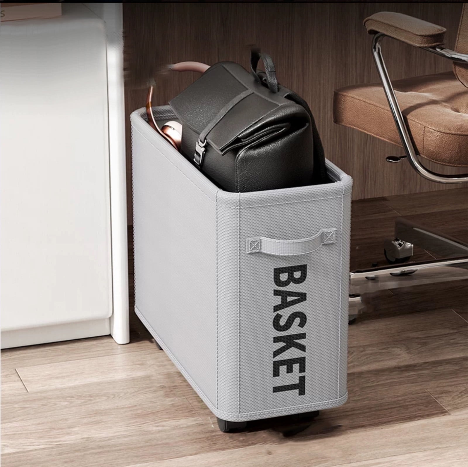 100Fens Rolling Slim Laundry Basket with wheels, Collapsible Laundry ...