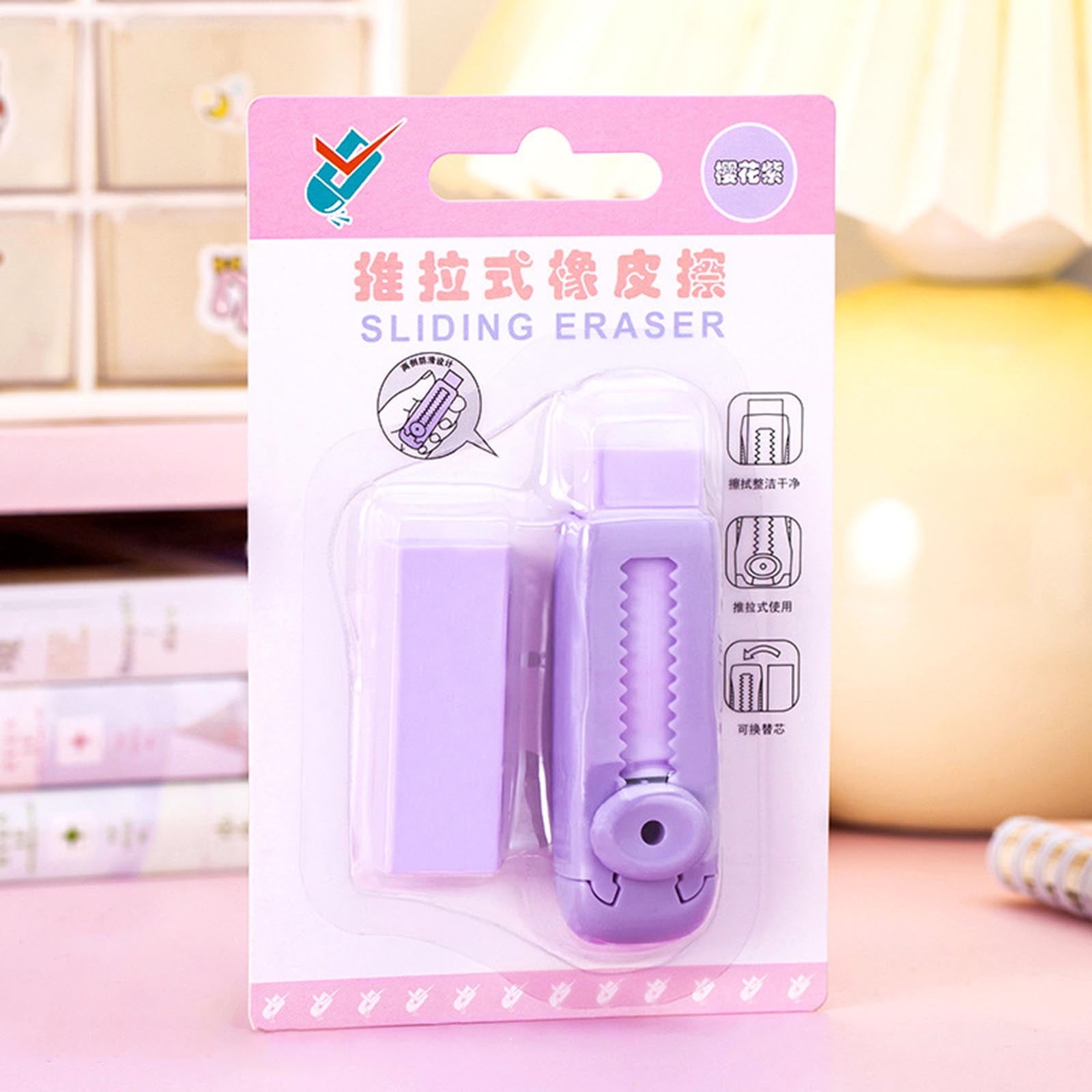 100Fens Rubber Erasers Sliding Retractable Eraser, Soft Cute Erasers ...